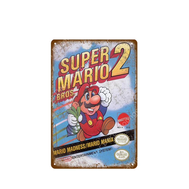 Cartel metálico envejecido Super Mario 2 | Pixeleate